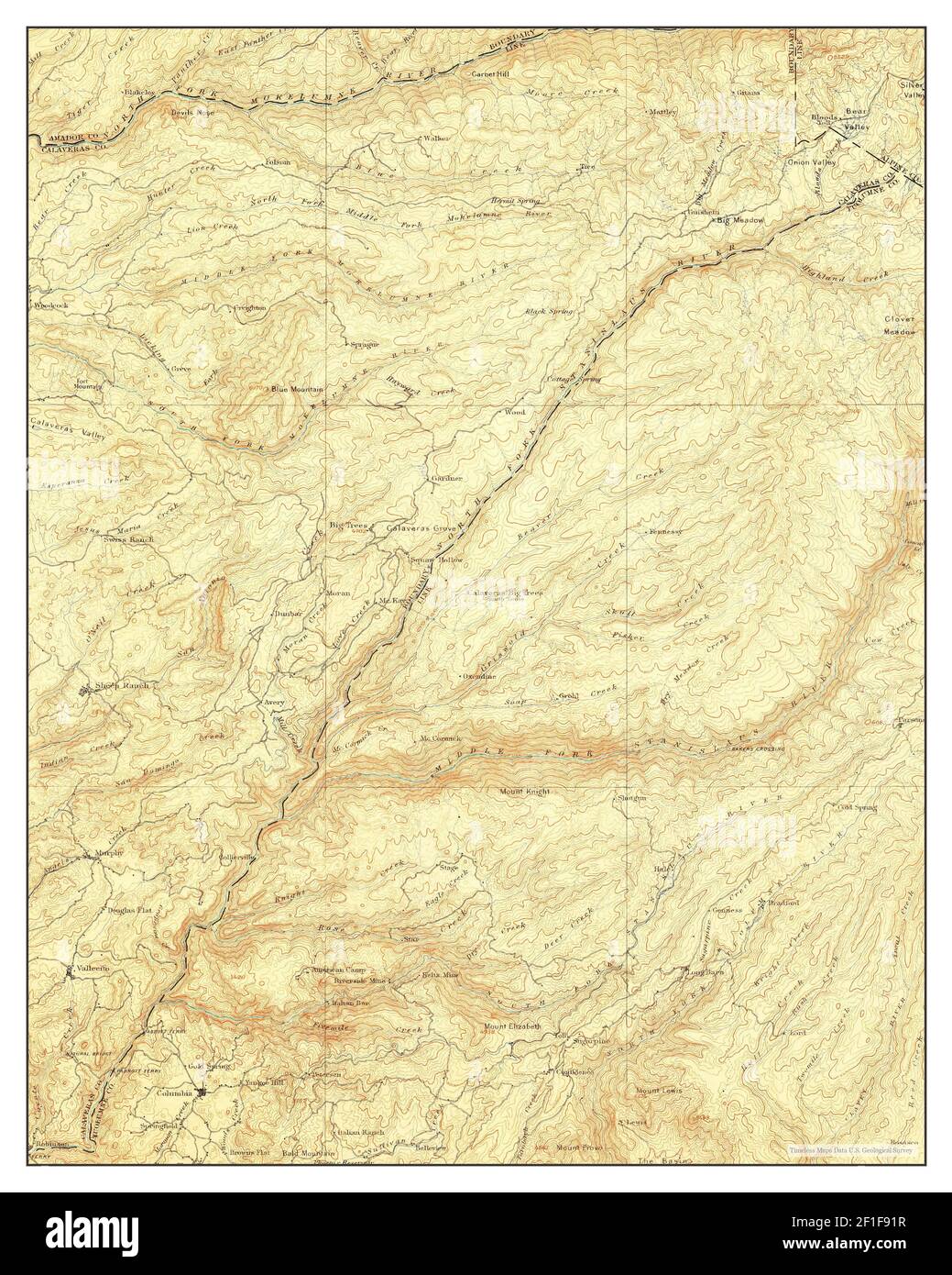 Big Trees, California, map 1901, 1:125000, United States of America by ...
