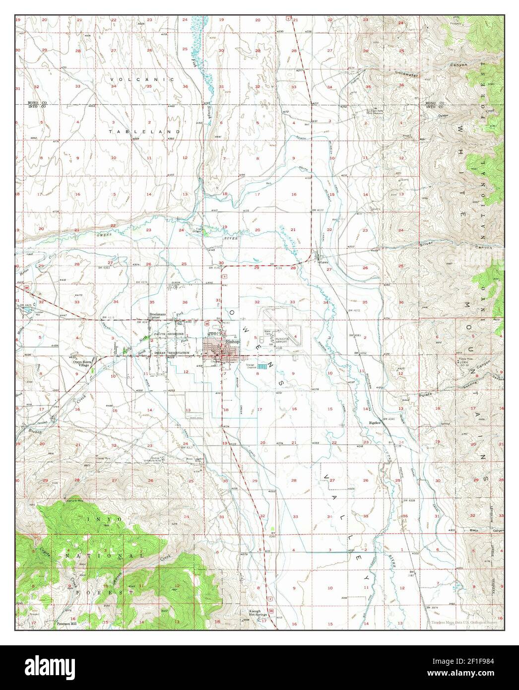 Bishop California Map Sierra Bishop Region Recreation Topo Map And