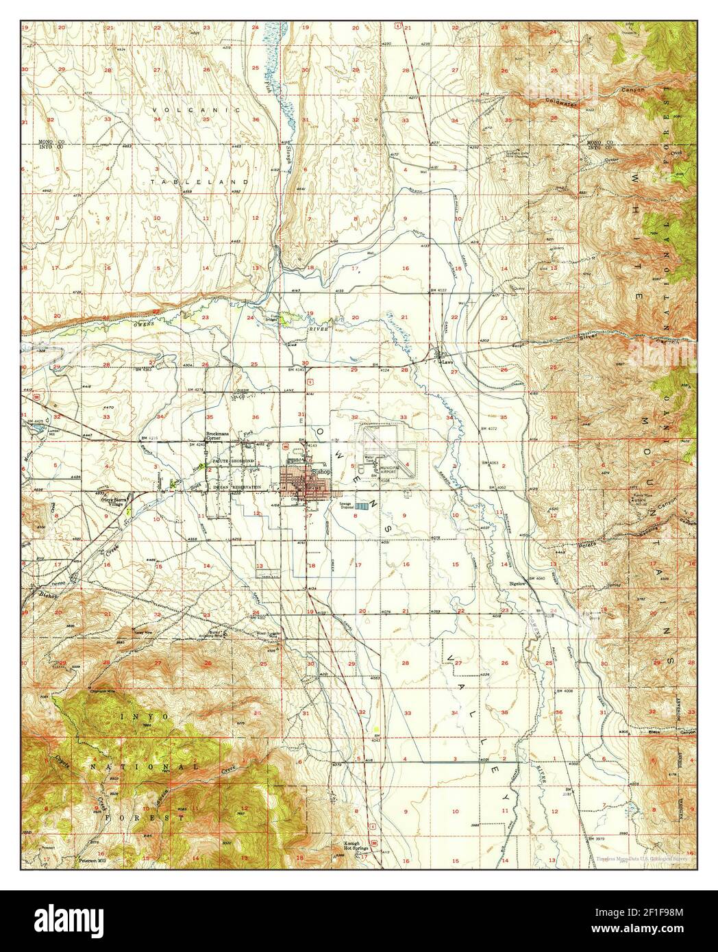 Bishop, California, map 1951, 1:62500, United States of America by ...