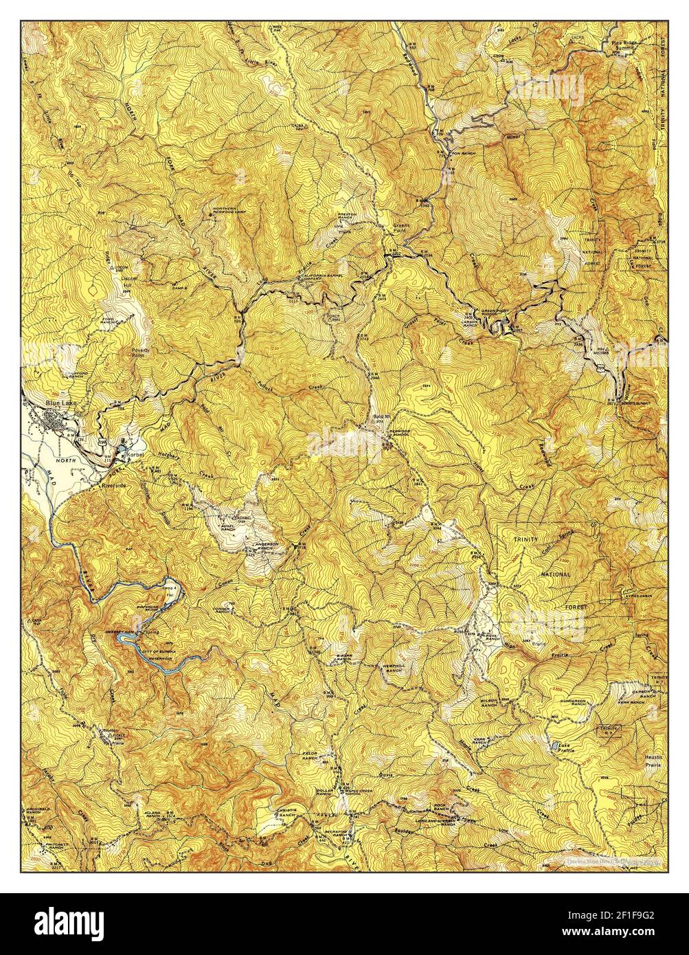 Blue Lake, California, map 1945, 1:62500, United States of America by ...