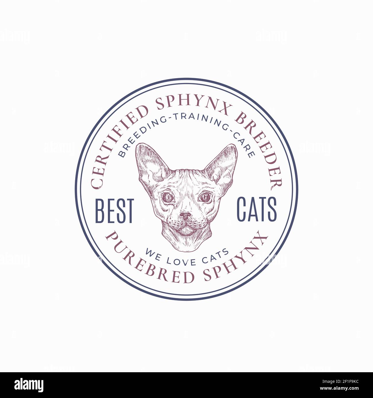 Local Cat Breeder Frame Badge or Logo Template. Hand Drawn Sphynx Breed ...