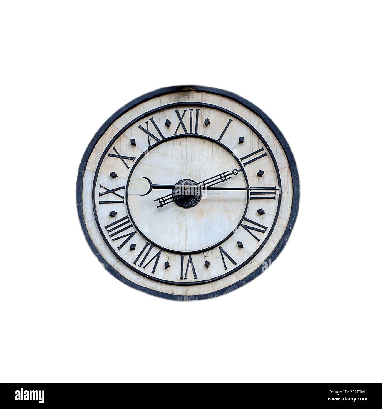 Old vintage clock face isolated on white background. Retro style Stock ...