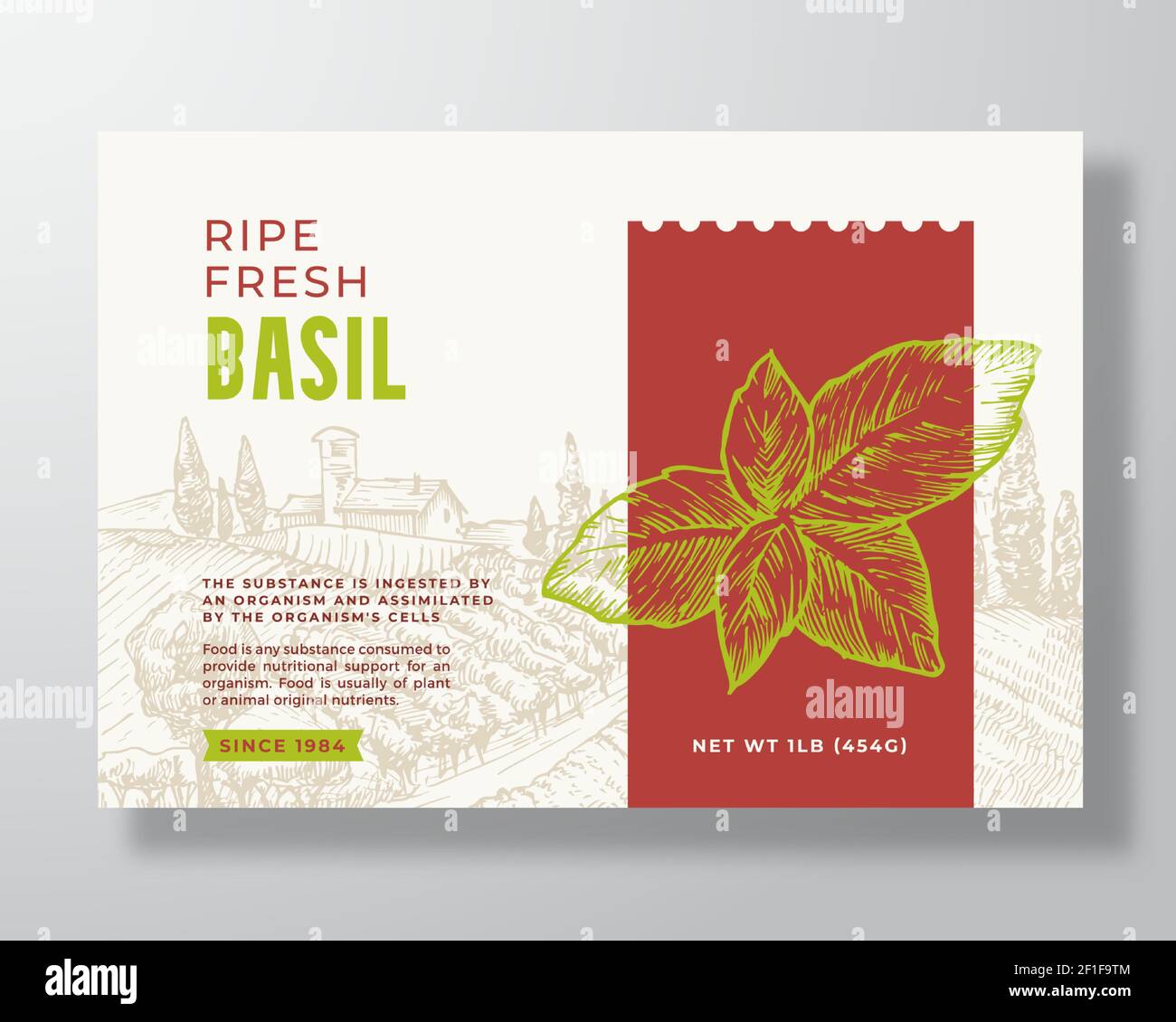 Fresh Basil Food Label Template. Abstract Vector Packaging Design ...