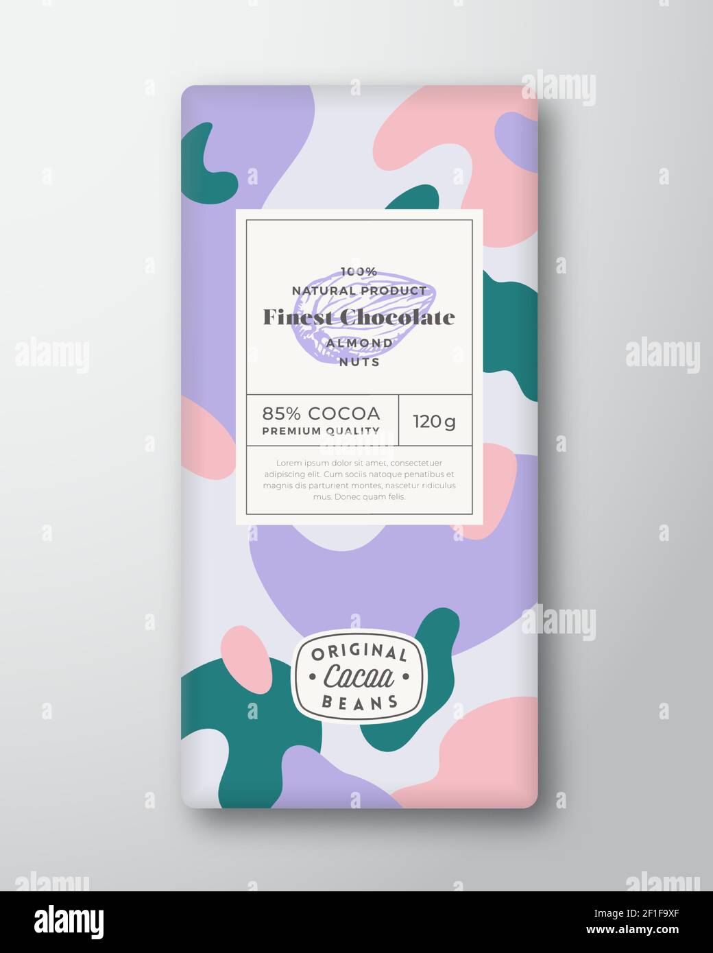Almond Chocolate Label Abstract Shapes Vector Packaging Design Layout ...