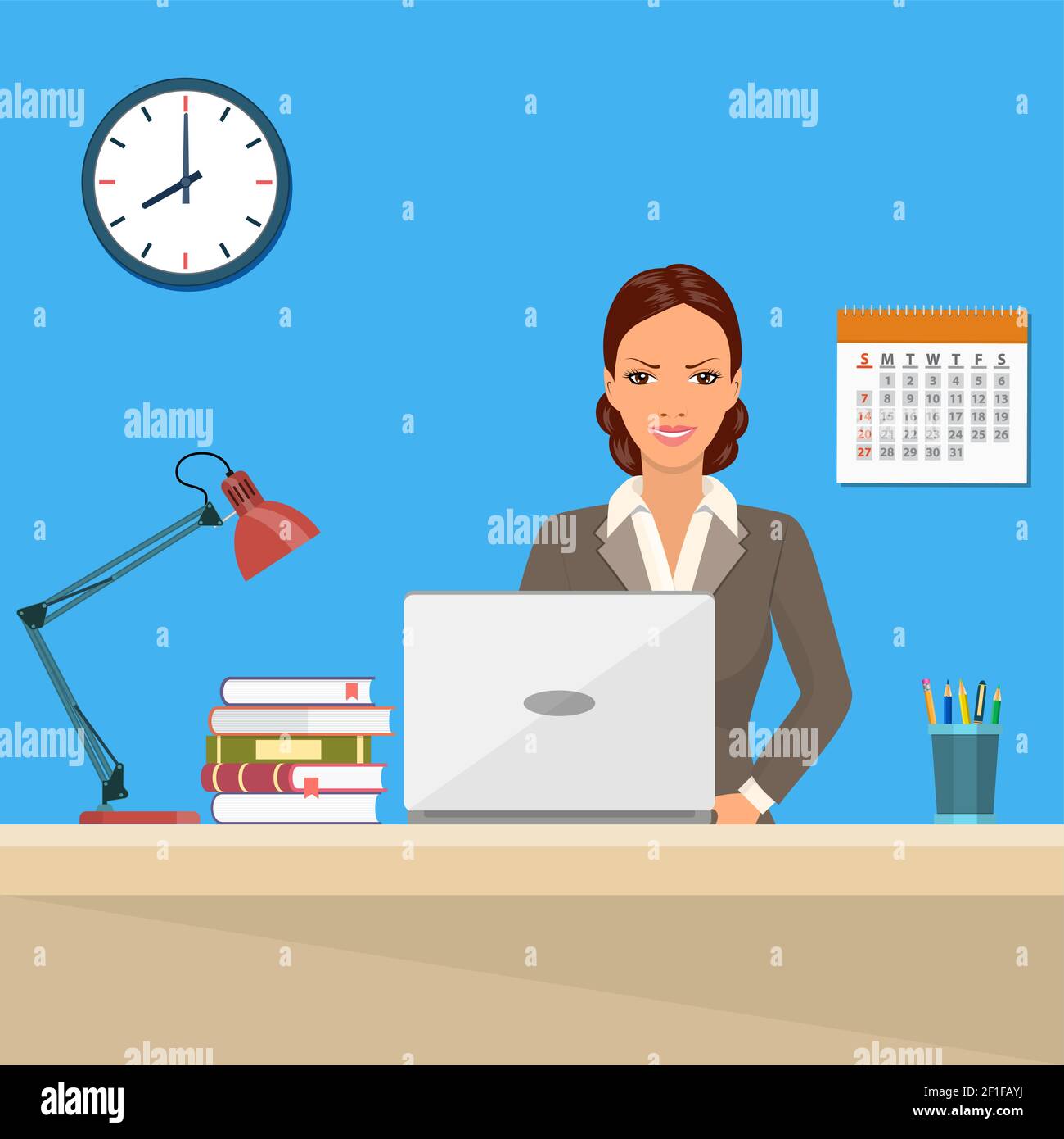 Entrepreneur sitting table typing Stock Vector Images - Alamy