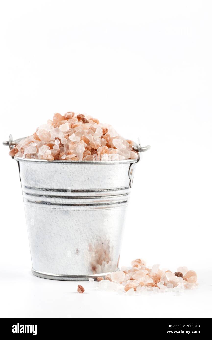 Silver Bucket on White Stock Photo - Alamy