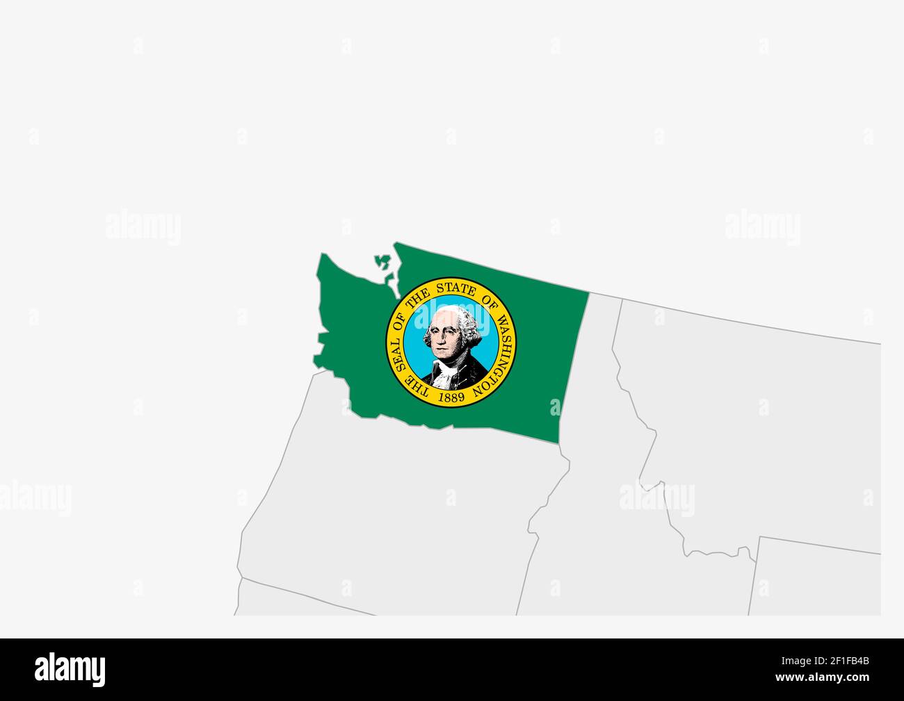 US state Washington map highlighted in Washingtonflag colors, gray map ...