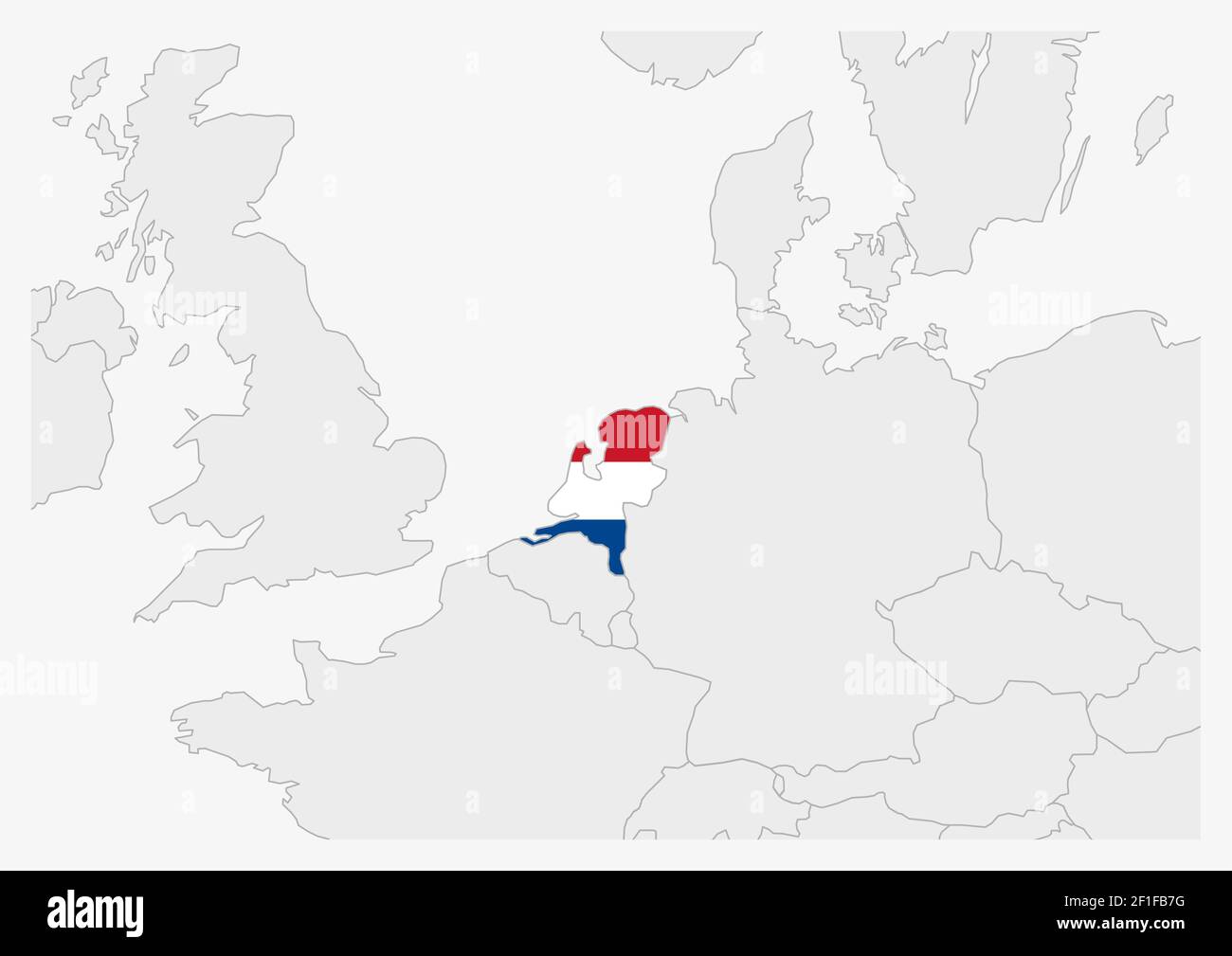 Netherlands map highlighted in Netherlands flag colors, gray map with ...