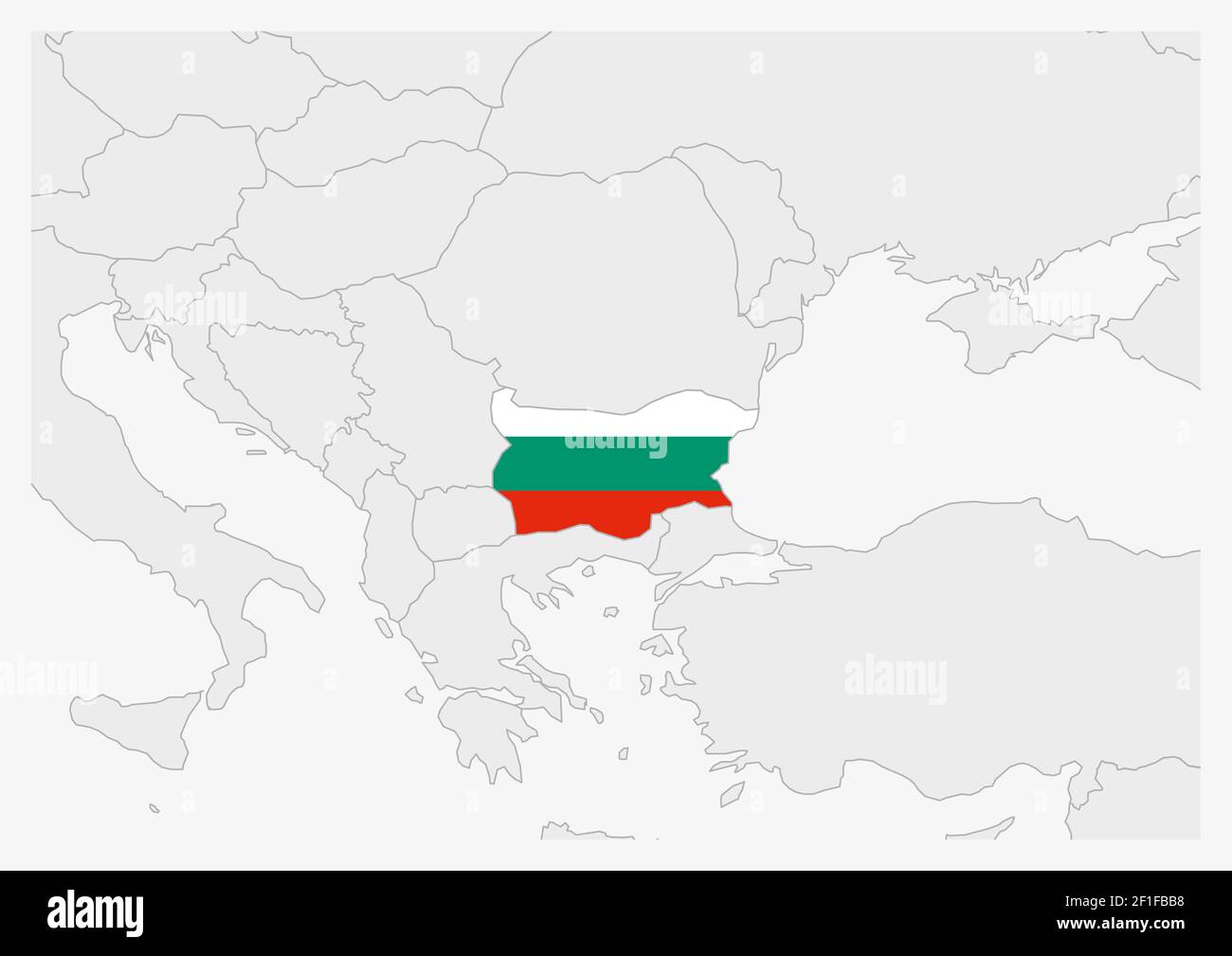 Bulgaria map highlighted in Bulgaria flag colors, gray map with ...