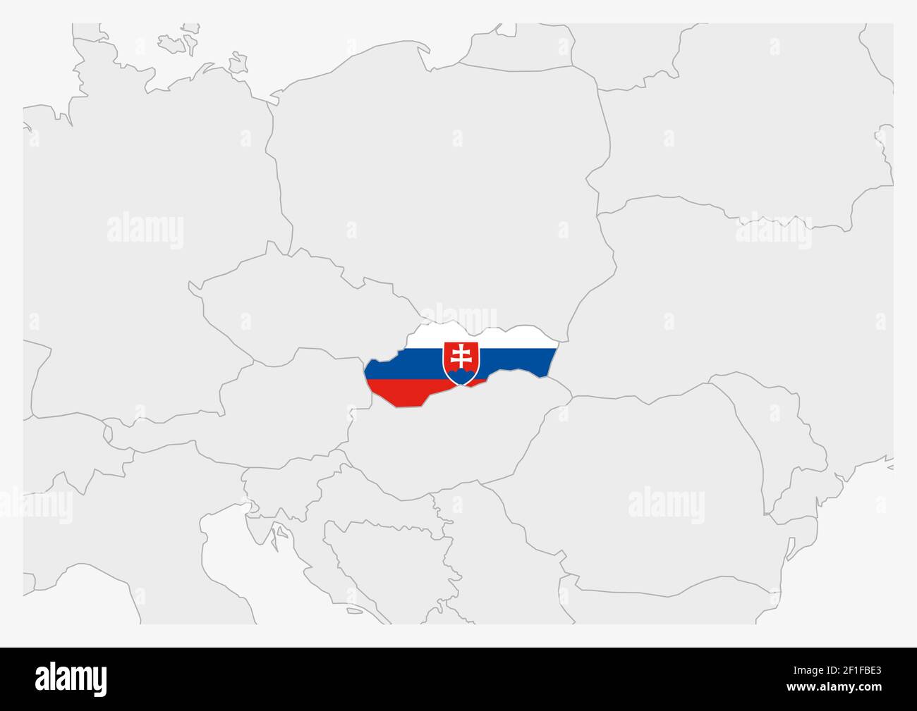 Slovakia map highlighted in Slovakia flag colors, gray map with ...