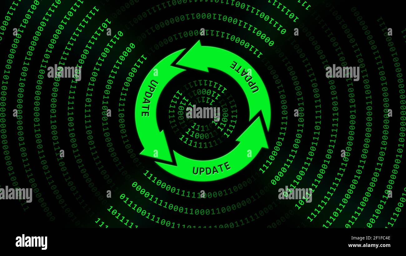 UPDATE lettering on update sign in center of binary code circles ...