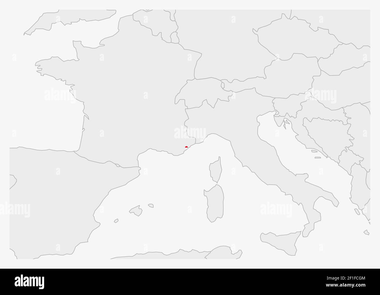 Monaco map highlighted in Monaco flag colors, gray map with neighboring ...