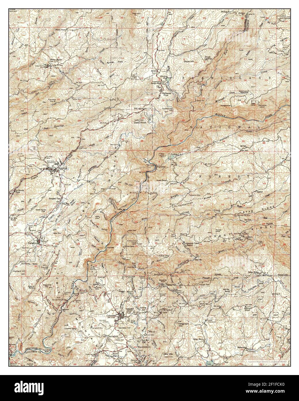 Columbia, California, map 1948, 1:62500, United States of America by ...
