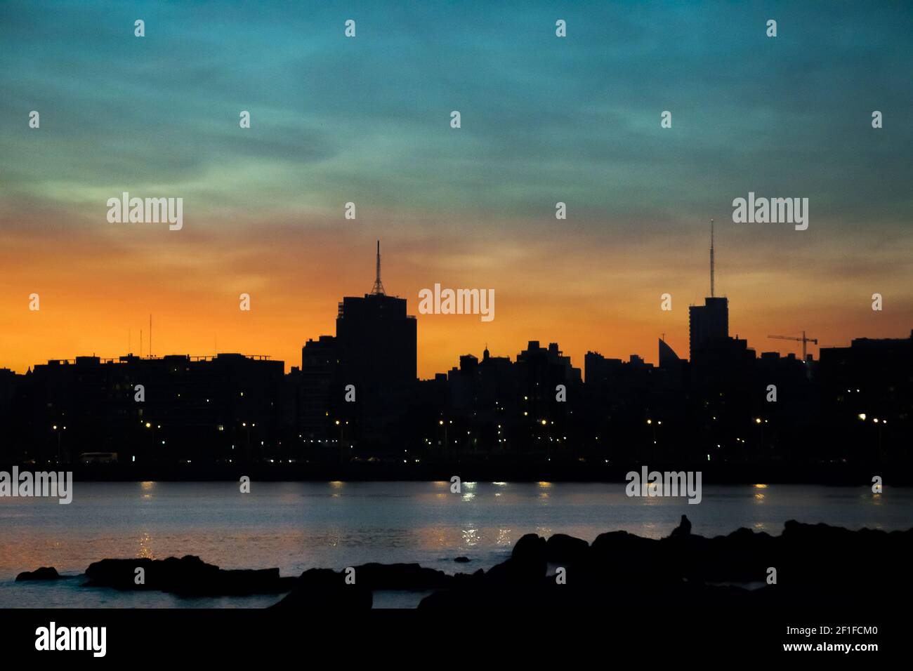 Cityscape Sunset Scene, Montevideo, Uruguay Stock Photo - Alamy