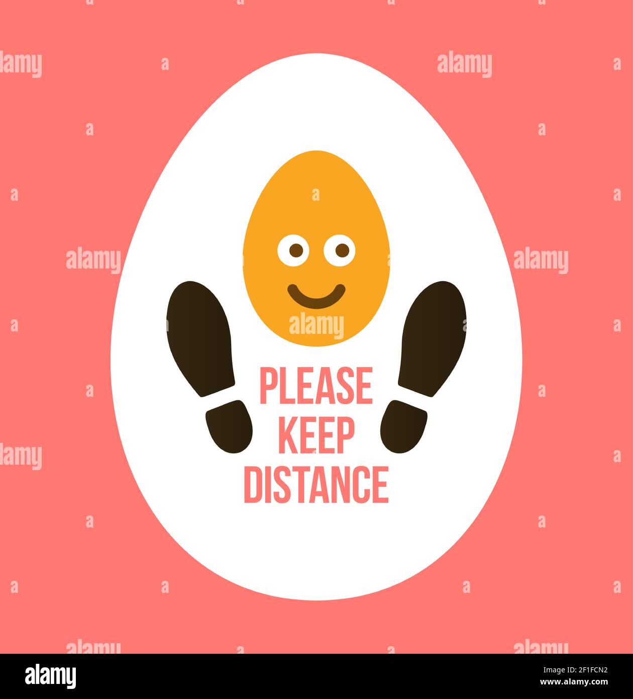 Keep your distance sign footprint shoe shape with easter egg avoid ...