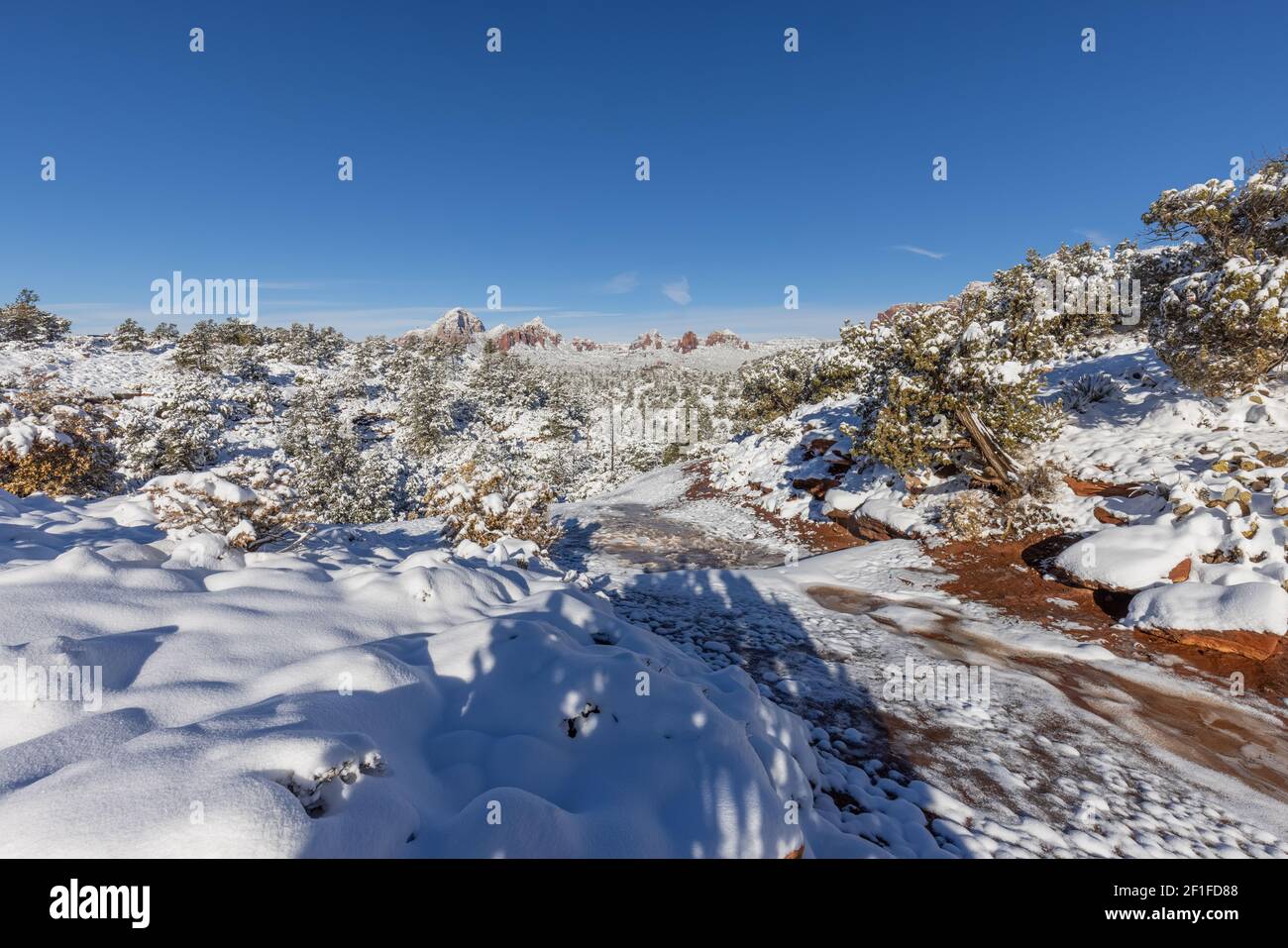 Snow Covered Landscape in the Red Rocks of Sedona Arizona in Winter ...