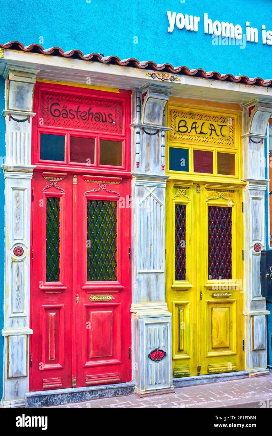 Istanbul colors. The details of the house are painted in bright colors ...