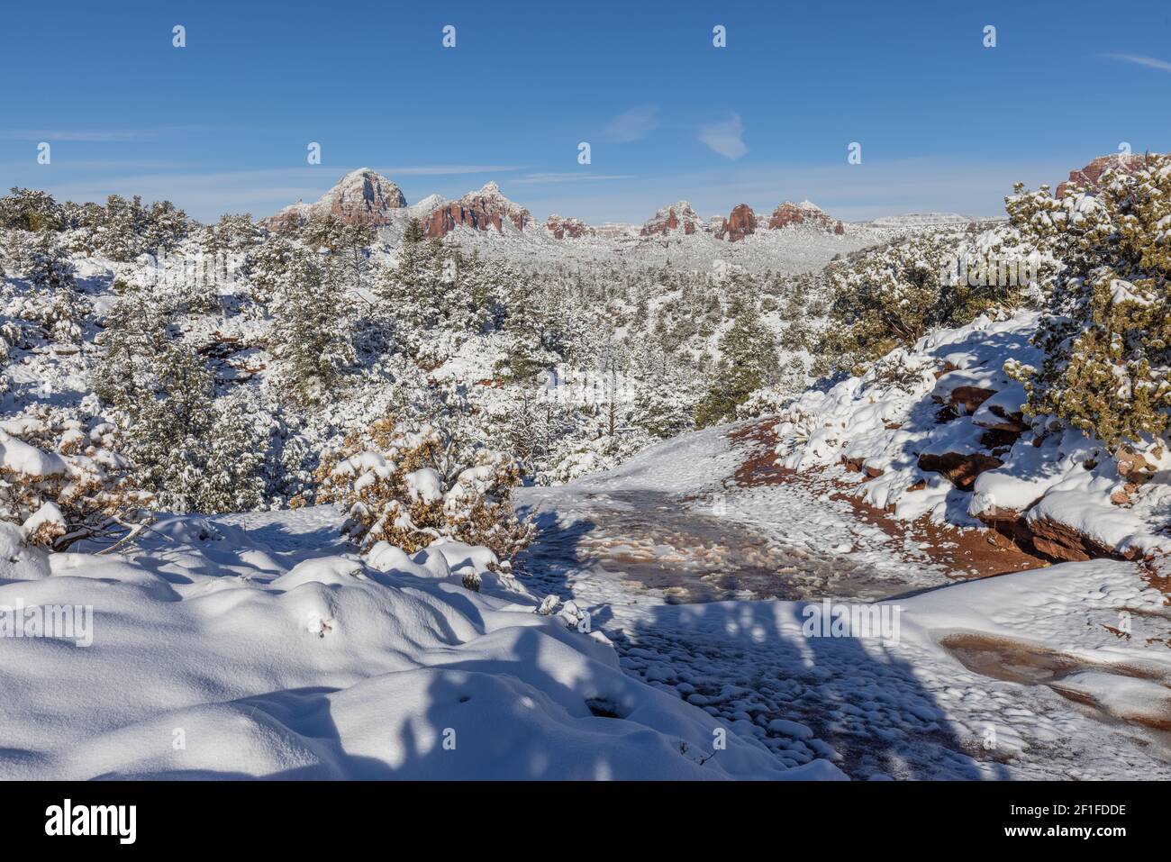 Snow Covered Landscape in the Red Rocks of Sedona Arizona in Winter ...