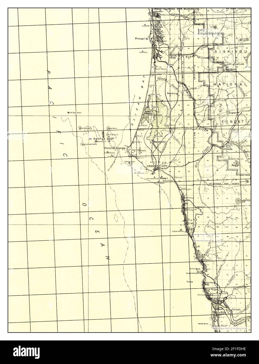 Crescent City, California, map 1929, 1:125000, United States of America ...