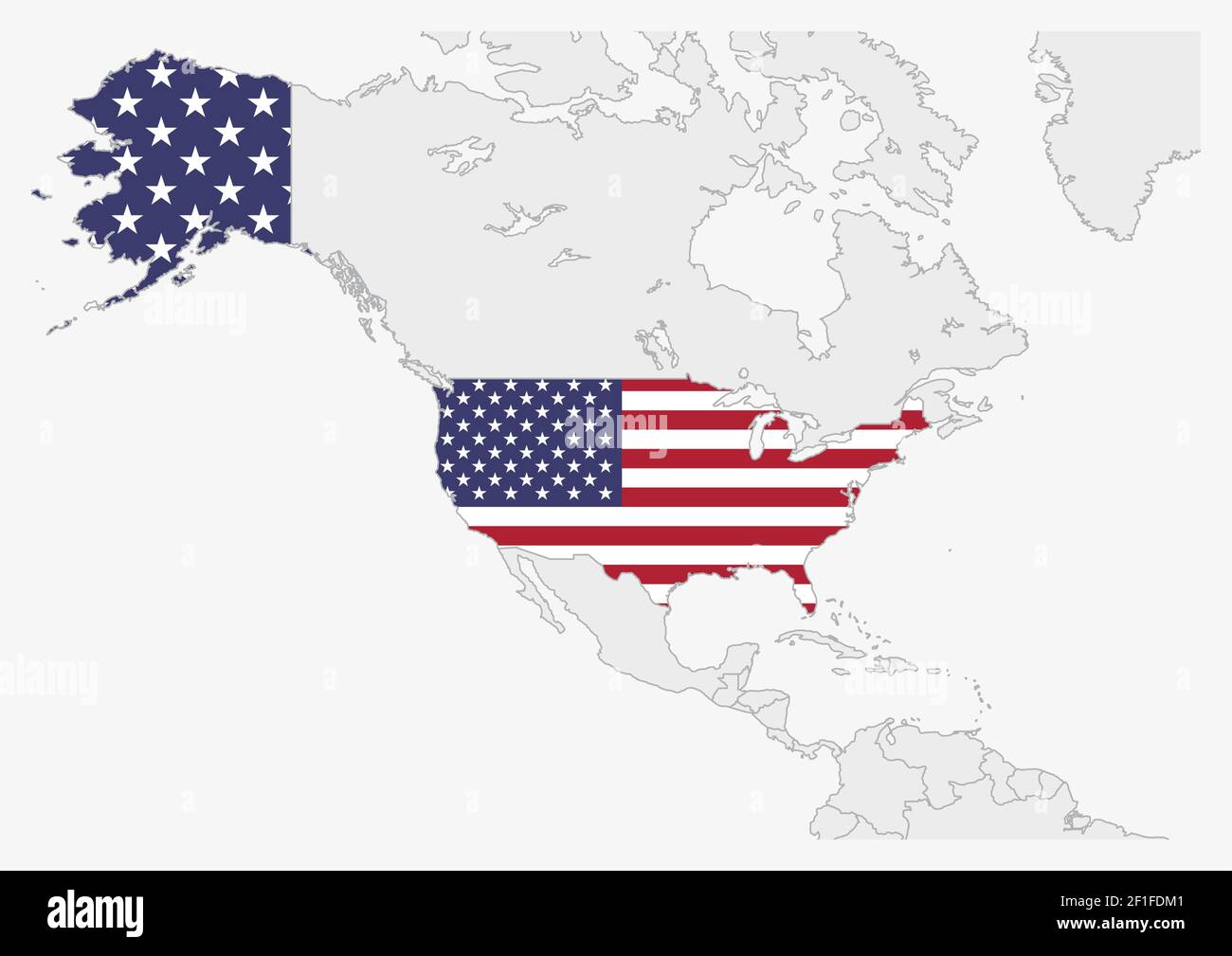 USA map highlighted in United States flag colors, gray map with ...