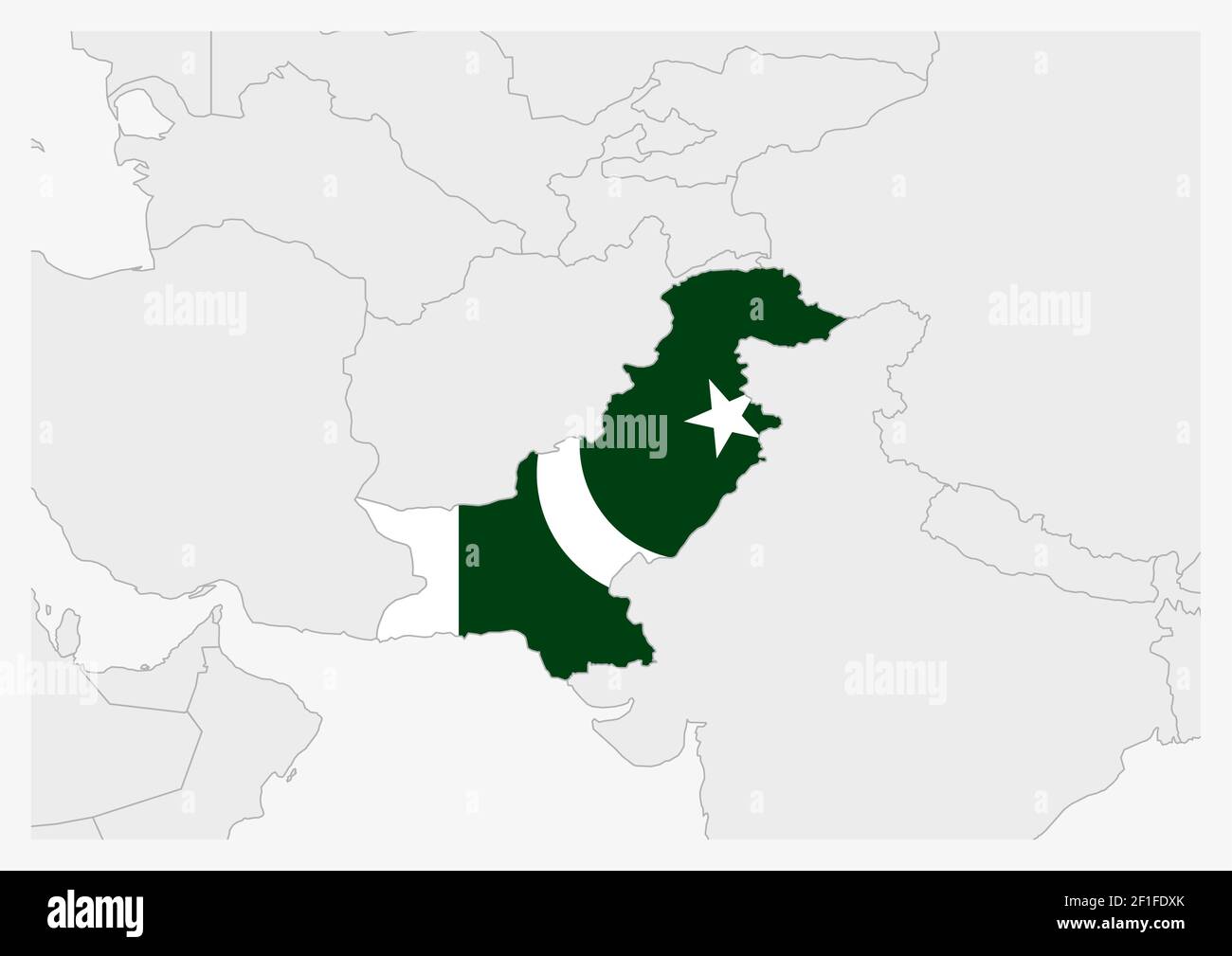 Pakistan map highlighted in Pakistan flag colors, gray map with ...