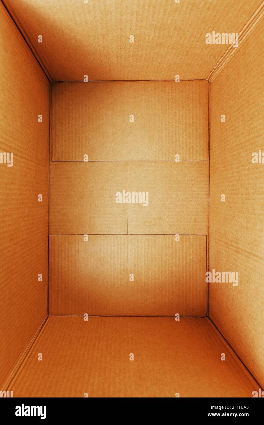Open cardboard box isolated on white background. Top view Stock Photo ...