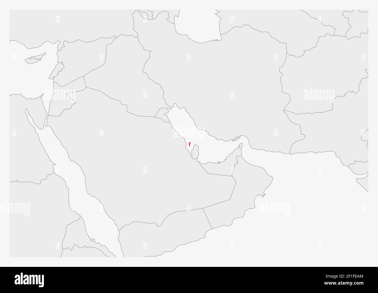 Bahrain map highlighted in Bahrain flag colors, gray map with ...