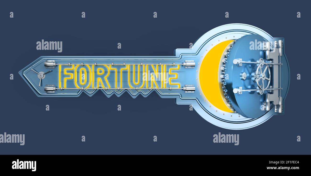 open safe key concept with text fortune. 3d rendering Stock Photo - Alamy