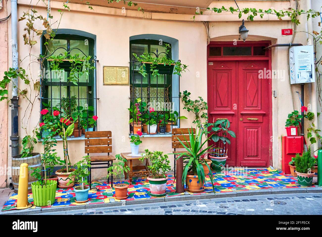 Istanbul colors. The details of the house are painted in bright colors ...