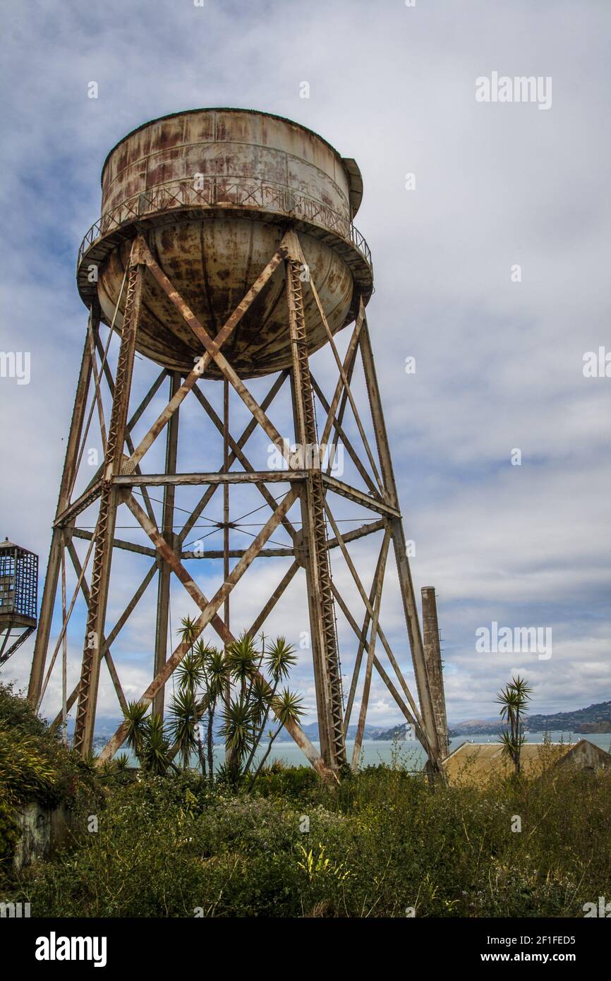 Rusty water tank in Alcatraz, San Francisco Stock Photo - Alamy