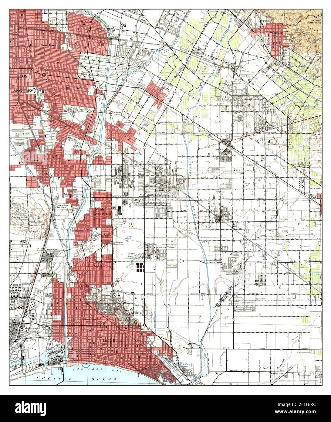 Downey, California, map 1943, 1:62500, United States of America by ...