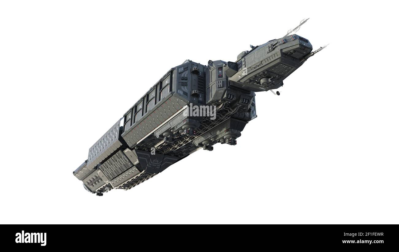 Spaceship, alien UFO spacecraft in flight isolated on white background ...