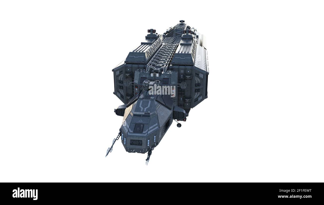 Spaceship, alien UFO spacecraft in flight isolated on white background ...