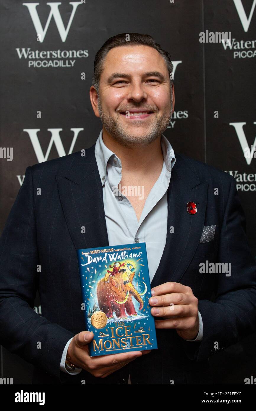 David Walliams pictured with his book 'The Ice Monster' at Waterstones ...