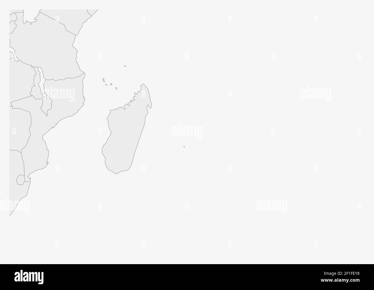Mauritius map highlighted in Mauritius flag colors, gray map with neighboring countries Stock ...