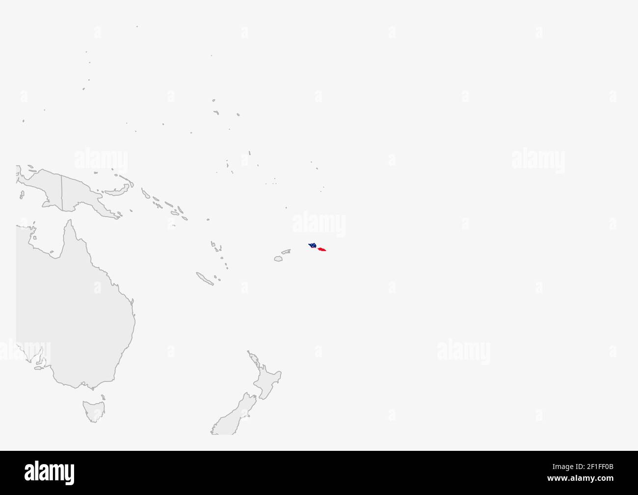 Samoa map highlighted in Samoa flag colors, gray map with neighboring ...