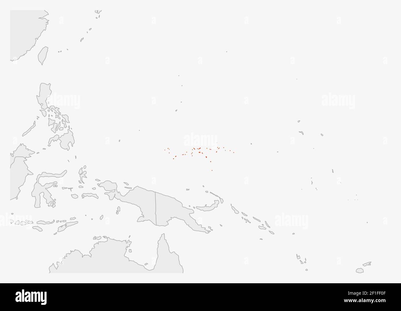 Micronesia map highlighted in Micronesia flag colors, gray map with ...