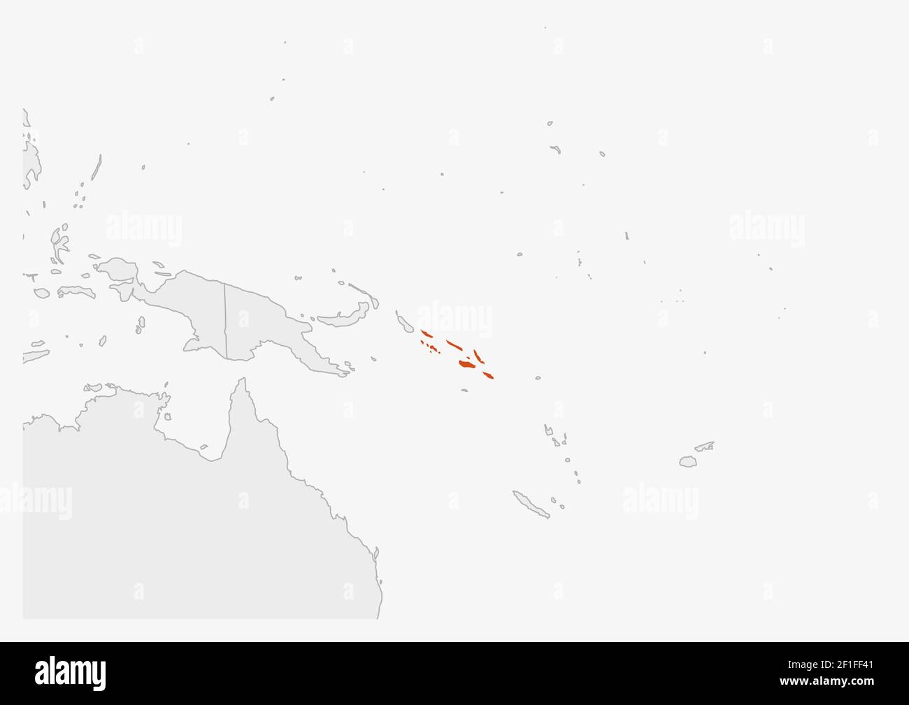 Solomon Islands map highlighted in Solomon Islands flag colors, gray map with neighboring ...
