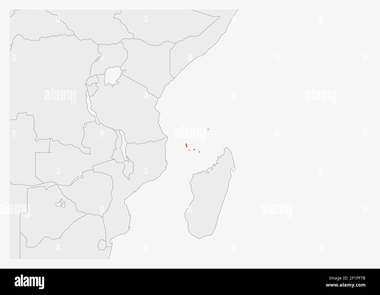 Comoros map highlighted in Comoros flag colors, gray map with ...