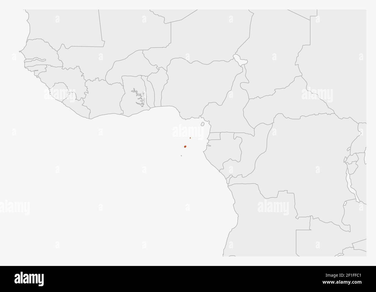Sao Tome and Principe map highlighted in Sao Tome and Principe flag ...