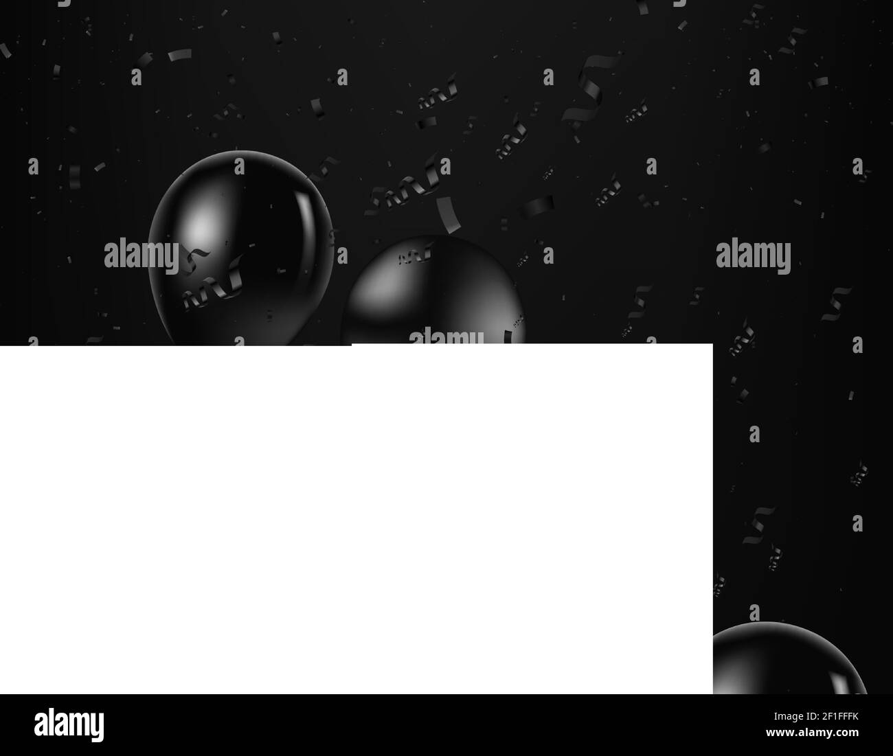 Vector festive illustration of flying realistic glossy black balloons ...