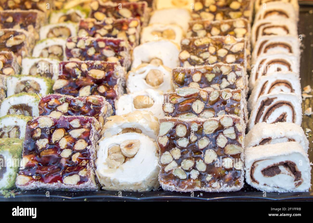 Load of traditional turkish delight rahat lokum Stock Photo - Alamy