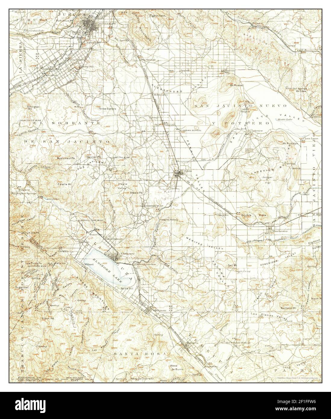 Elsinore, California, map 1901, 1:125000, United States of America by ...