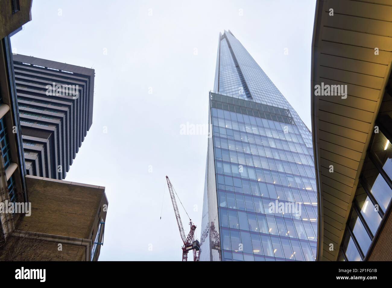 London, United Kingdom - February 01, 2019: Looking up modern glass and ...