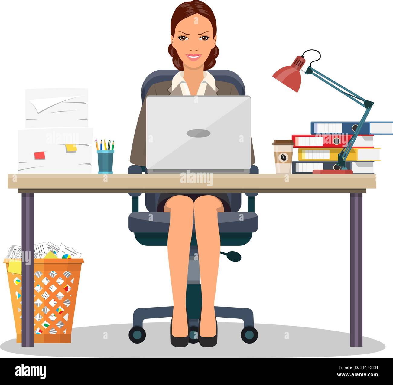 Woman sitting table in front Stock Vector Images - Alamy