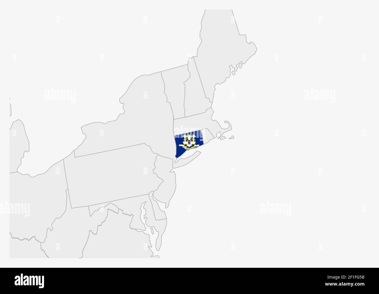 US state Connecticut map highlighted in Connecticut flag colors, gray ...
