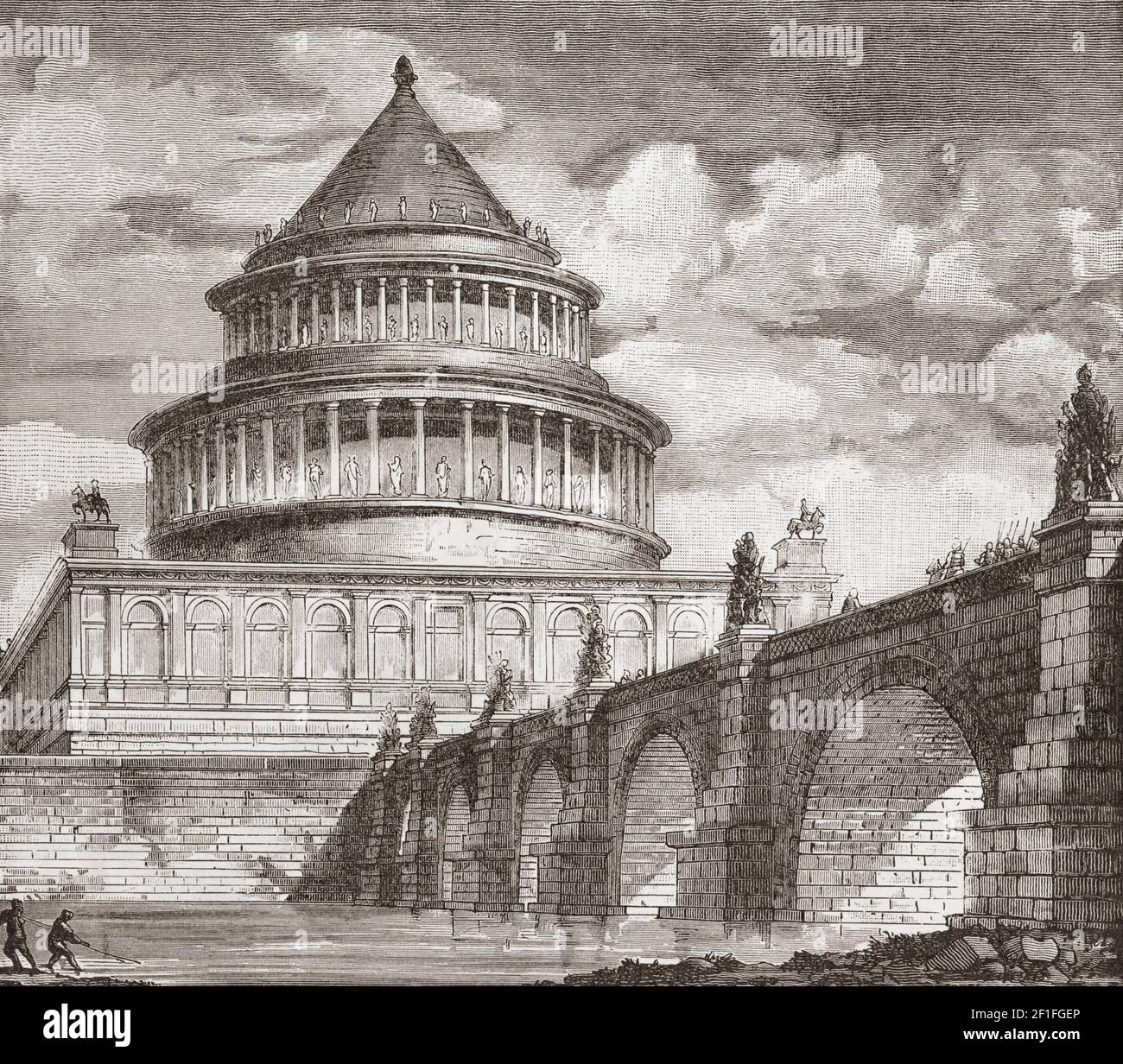 Reconstruction of Mausoleum of Hadrian, now the Castel Sant'Angelo ...