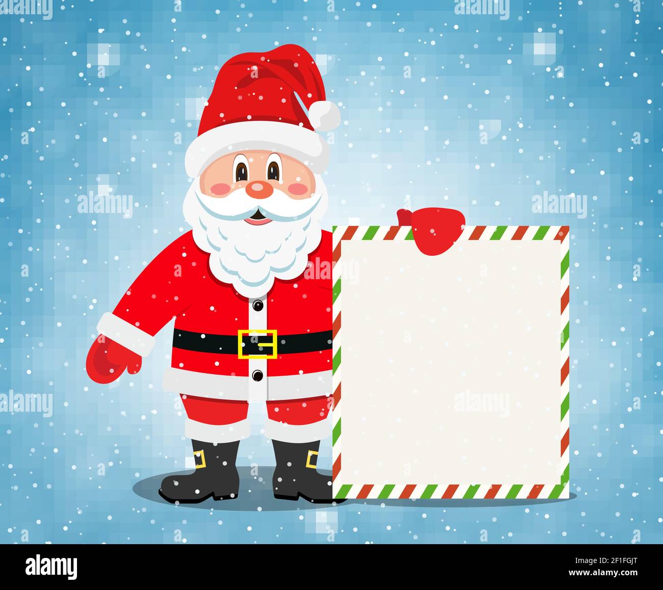 Merry Santa Claus standing with christmas banner Stock Vector Image ...