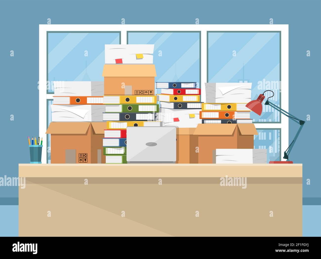Pile unfinished documents on office hi-res stock photography and images ...