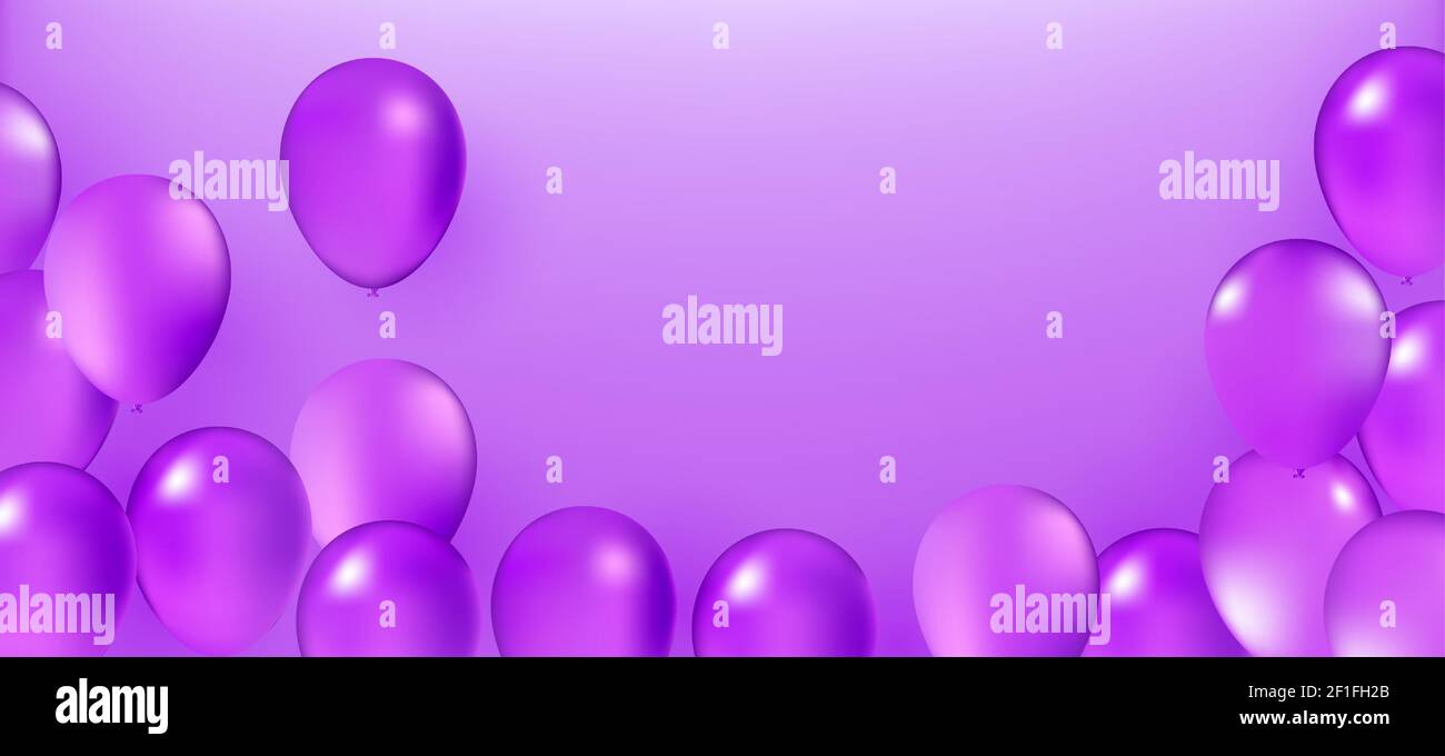 Violet Balloon Bunch. Vector Holiday Illustration Of Flying Violet ...